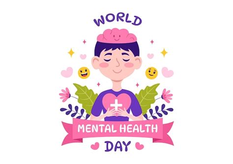 Ilustração Vetorial Do Dia Mundial Da Saúde Mental Em 10 De Outubro Com