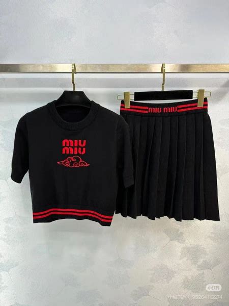 Комплект футболок Женский Miu Miu черный Короткий размер 44 Полиэстер