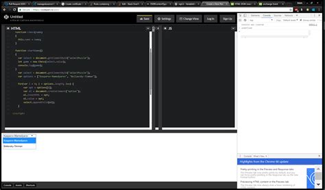 Javascript Dynamically Populating A Drop Down List With Functions