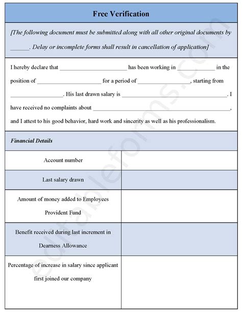 Free Verification Form Editable PDF Forms