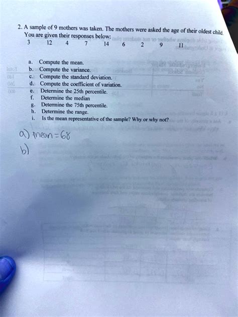 A Sample Of Mothers Was Taken The Mothers Were Asked The Age Of Their