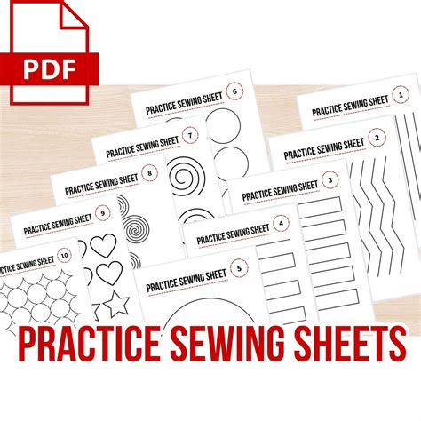 Sewing Practice Sheets Sewing Machine Stitch Practice Pack Of 10