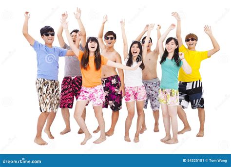 Young Group Dancing And Enjoy Summer Vacation Stock Image Image Of