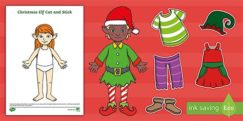 Design A Christmas Elf Cut And Stick Activity Twinkl