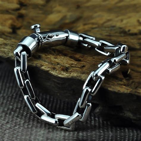 Sterling Silver Rectangle Link Chain Bracelet Vvv Jewelry
