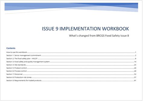Brcgs Food Safety Issue 8 To Issue 9 Implementation Workbook