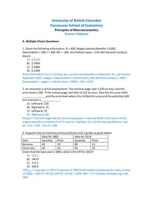AP Macro MC Practice Test With AKey Practice AP Macroeconomics Test
