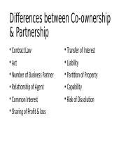 Differences Between Co Ownership Partnership Pptx Differences Between Co Ownership