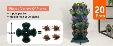 Vertical Planter 5 Tier Stackable Planters Garden Planters Strawberry Herb Flower And Vegetable