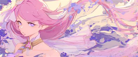 4k Bare Shoulders Purple Eyes Bow Tie Honkai Impact 3rd Pointy