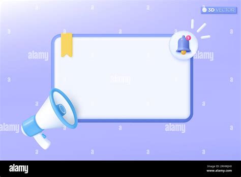 3d Megaphone Speaker Icon Symbol Notification Bell Speech Bubble Loudspeaker Announce
