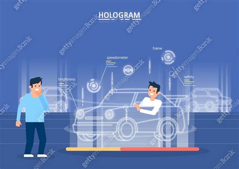 홀로그램 일러스트 영상화면 시각교재 미래 컨셉 5g 4차산업혁명 산업혁명 무인자동차 자동차 이미지 Jv11353904 일러스트 게티이미지뱅크