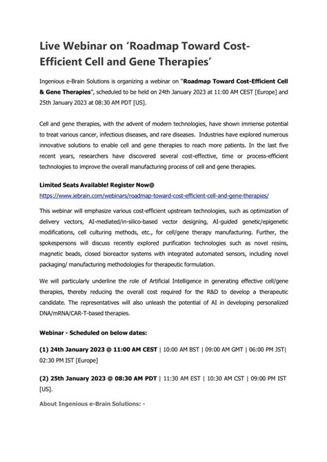 Ppt Cell And Gene Therapy Webinar From Iebs Powerpoint Presentation