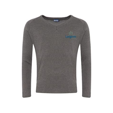 5050 V Neck Pullover Langtree School Mid Grey