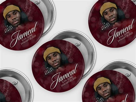 Red Pinback Template Full Color Personalized Funeral Buttons Pinback Funeral Program Templates