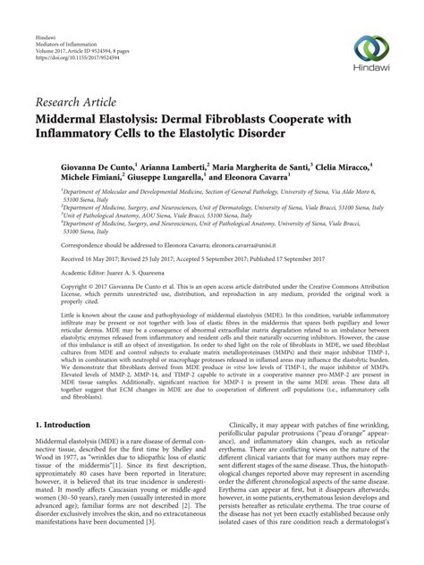 Pdf Middermal Elastolysis Dermal Fibroblasts Cooperate With