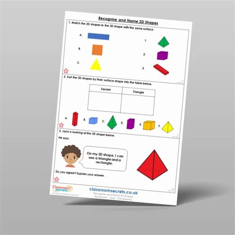 Year 1 Recognise And Name 2d Shapes Homework Resource Classroom Secrets