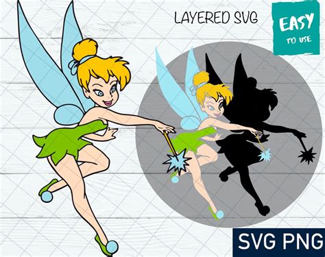 Tinker Bell Svg Cricut Svg Clipart Layered Svg Files For Etsy