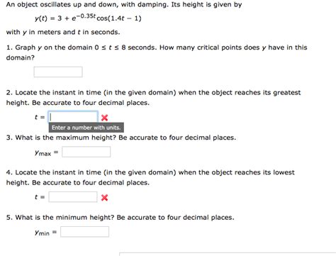 solved an object oscillates up and down with damping its