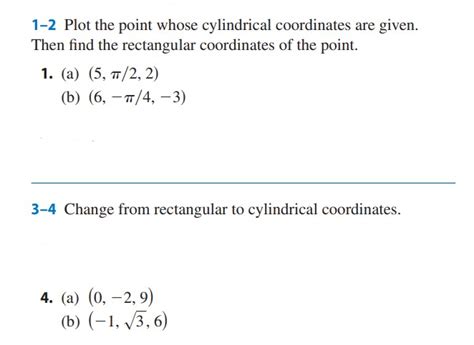 Solved 1 2 ﻿plot The Point Whose Cylindrical Coordinates Are