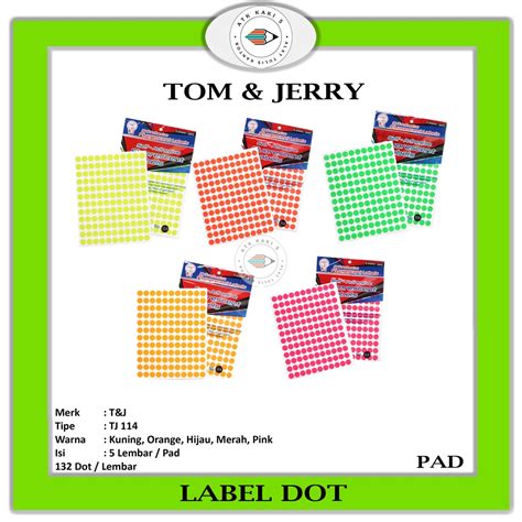 Jual Tom And Jerry Color Dot Labels 114 Hijau Biru Merah Orange