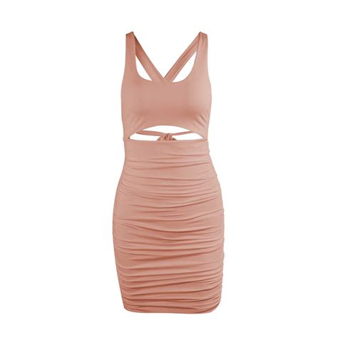 Dvkovi Summer Solid Color Square Neck Sleeveless Dress Bodycon Wrap