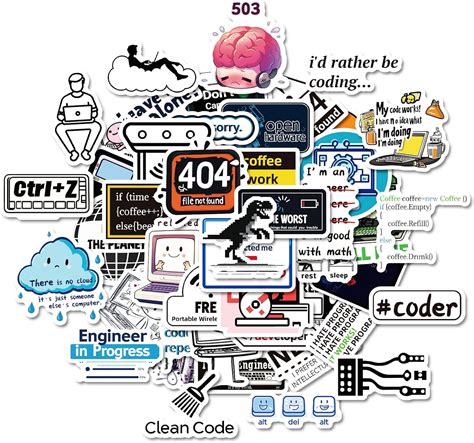 50pcs Programming Stickers Pack Waterproof Funny Decal For