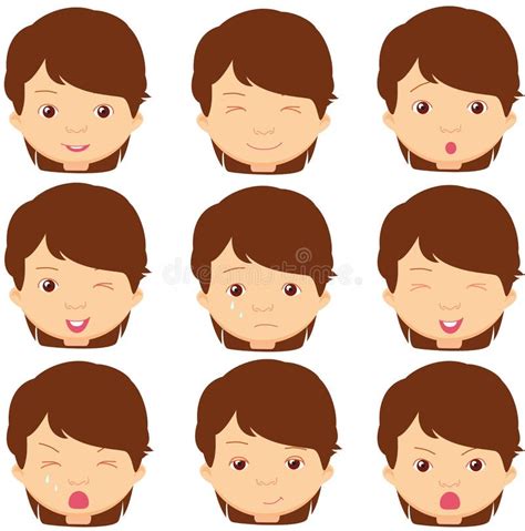 Brunette Girl Emotions Joy Surprise Fear Sadness Sorrow Cr Stock