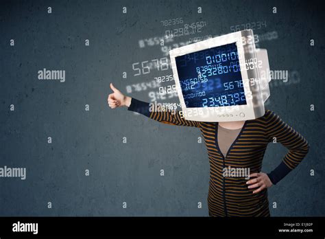Human Cyber Monitor Pc Calculating Computer Data Concept Stock Photo Alamy
