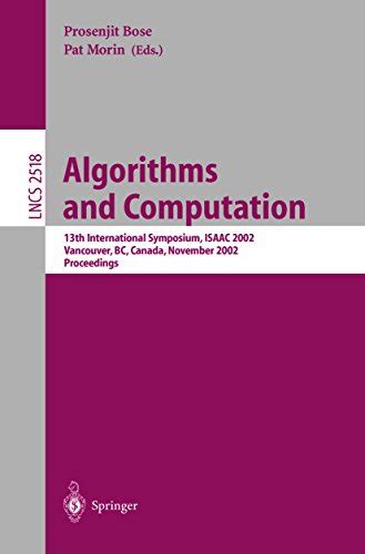 Algorithms And Computation 13th International Symposium Isaac 2002