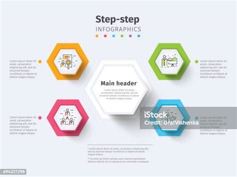 Infografis Bagan Proses Bisnis 4 Langkah Dengan Lingkaran Langkah