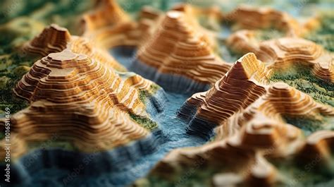 Digital 3d Map Terrain Showcasing Gis Geodata Mapping Concept Highlighting Topography Elevation