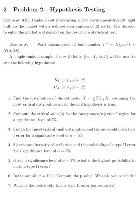 Solved Problem Hypothesis Testing Company ABC Thinks Chegg