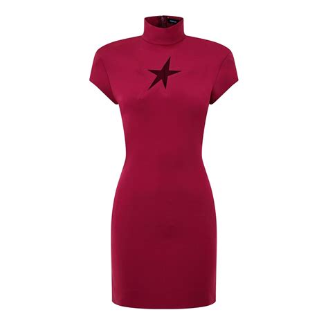 Mugler Short Sleeve Cut Out Star Dress Women Mini Dresses Flannels