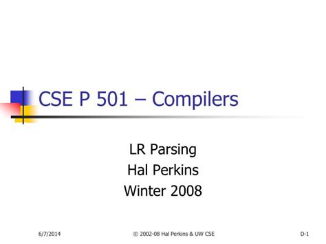 Ppt Cse P 501 Compilers Powerpoint Presentation Free Download Id