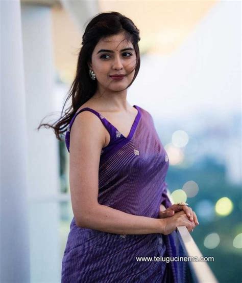 Amritha Aiyer In A Purple Saree Telugu Cinema