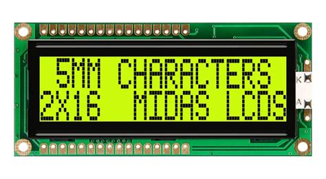 MC G WK SPTLY V Midas Displays Alphanumeric LCD X Black On Yellow Green