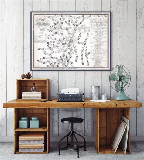 Earliest Modern Data Visualization Art Print Geographical Time Chart Of The Postal System Of