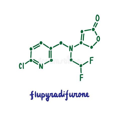 Flupyradifurone Hand Drawn Vector Formula Chemical Structure Lettering