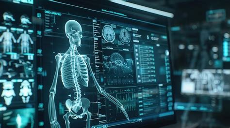 Premium Photo Futuristic Medical Interface Showing A 3d Human Skeleton