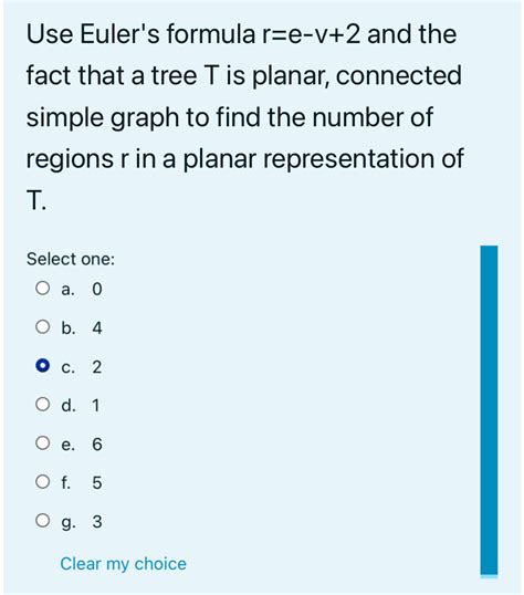 Solved Use Euler S Formula R Ev And The Fact That A Tree Chegg