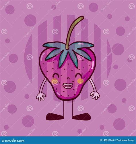 Strawberry Cute Cartoon Stock Vector Illustration Of Agriculture