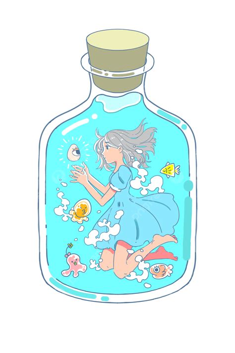 Gambar Ilustrasi Lucu Botol Kreatif Botol Kreatif Dunia Dalam Botol