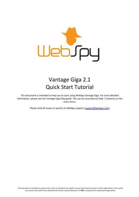 Vantage Giga Quick Start Tutorial Webspy