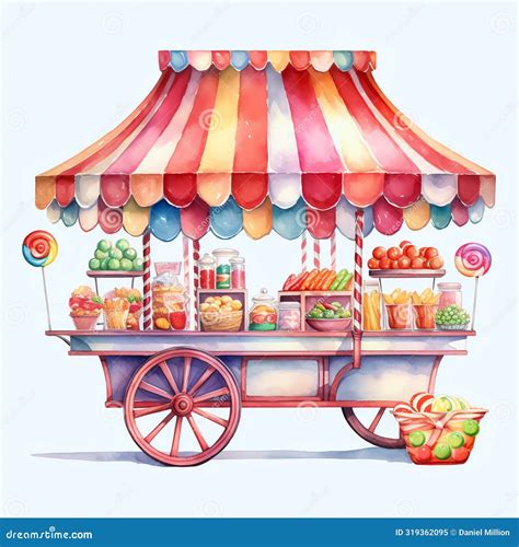 Beautiful Candy Apple Watercolor Carnival Clipart Illustration 319361427