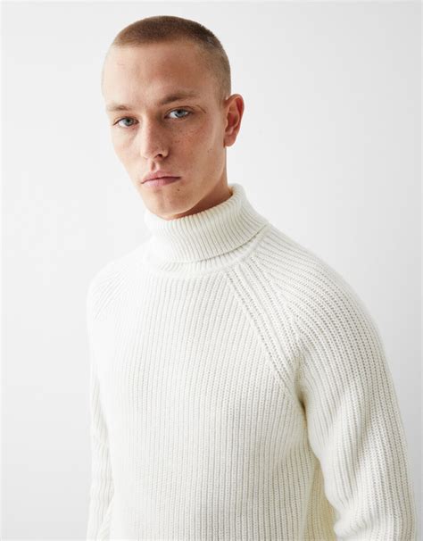 Thick Felt Texture High Neck Sweater Men Bershka
