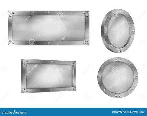 Metal Signs Steel Boards With Rivets On Frame Stock Vector