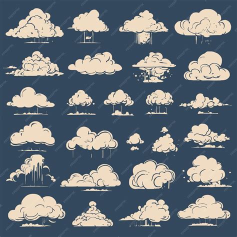 El Humo Cómico Fluye Smog De Polvo Y Humo Humeante Siluetas De Nubes