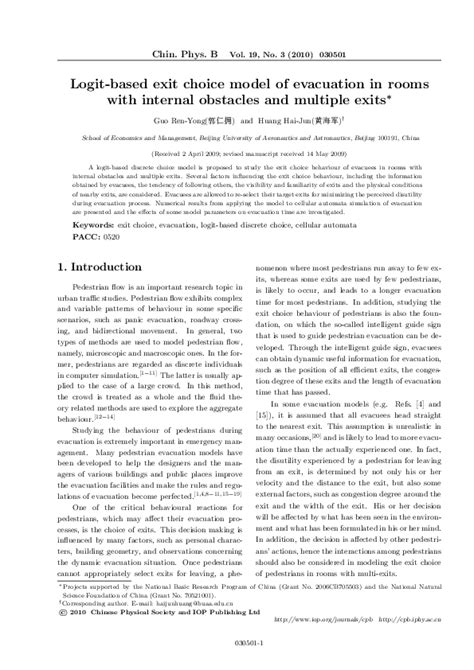 Pdf Logit Based Exit Choice Model Of Evacuation In Rooms With