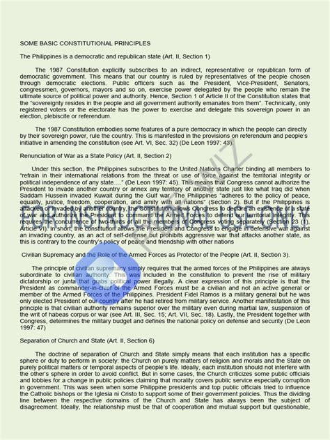 Key Constitutional Principles In The Philippines Pdf Naturalization